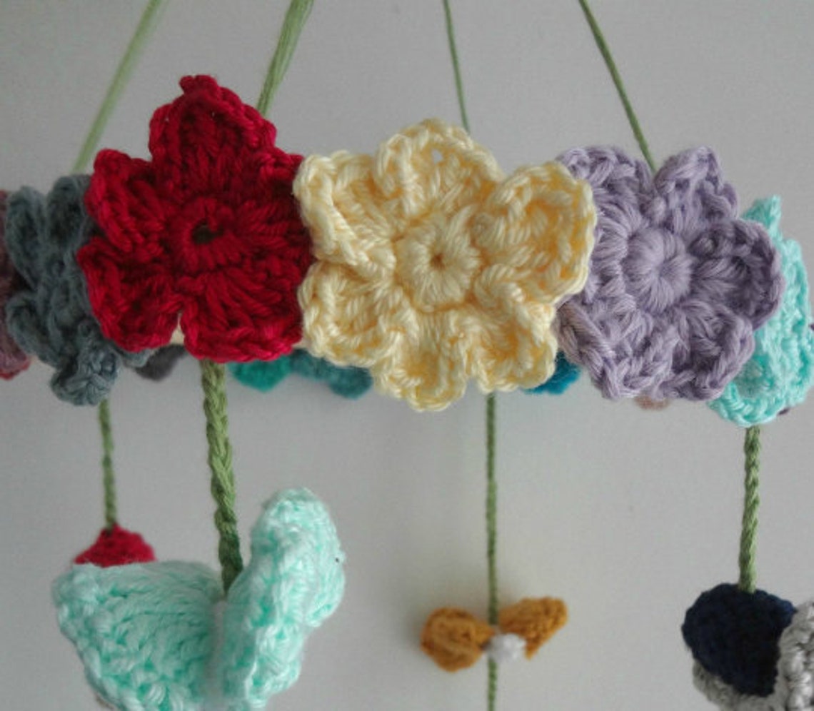 Crochet Mobile Pattern: Crochet Flower, Crochet Snails, Crochet ...