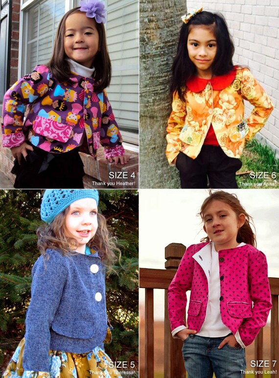 Mina Girls JACKET Pattern Girls Pdf Blazer Pattern From 2 | Etsy