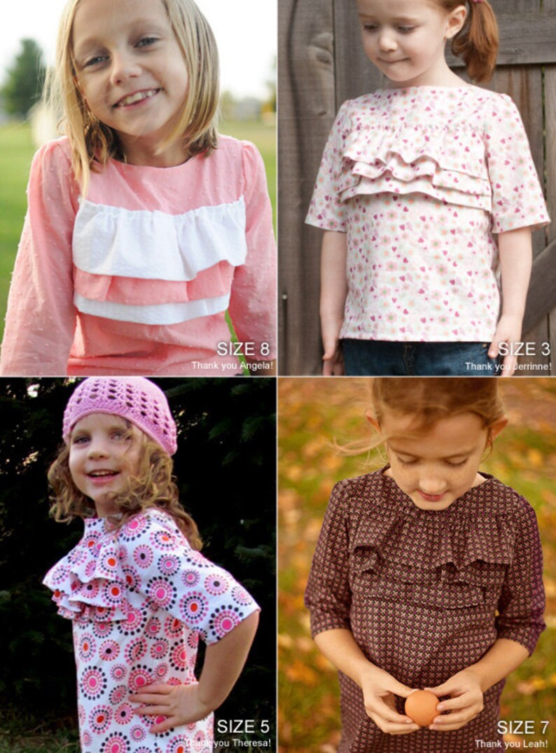 Lilly Ruffle BLOUSE Pattern - Girls Tunic Patterns - Children Sewing ...