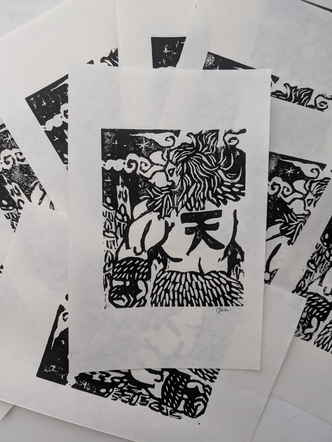 AKUMA Linoprint Black Ink on White Paper | Street Fighter SF6 FGC ...