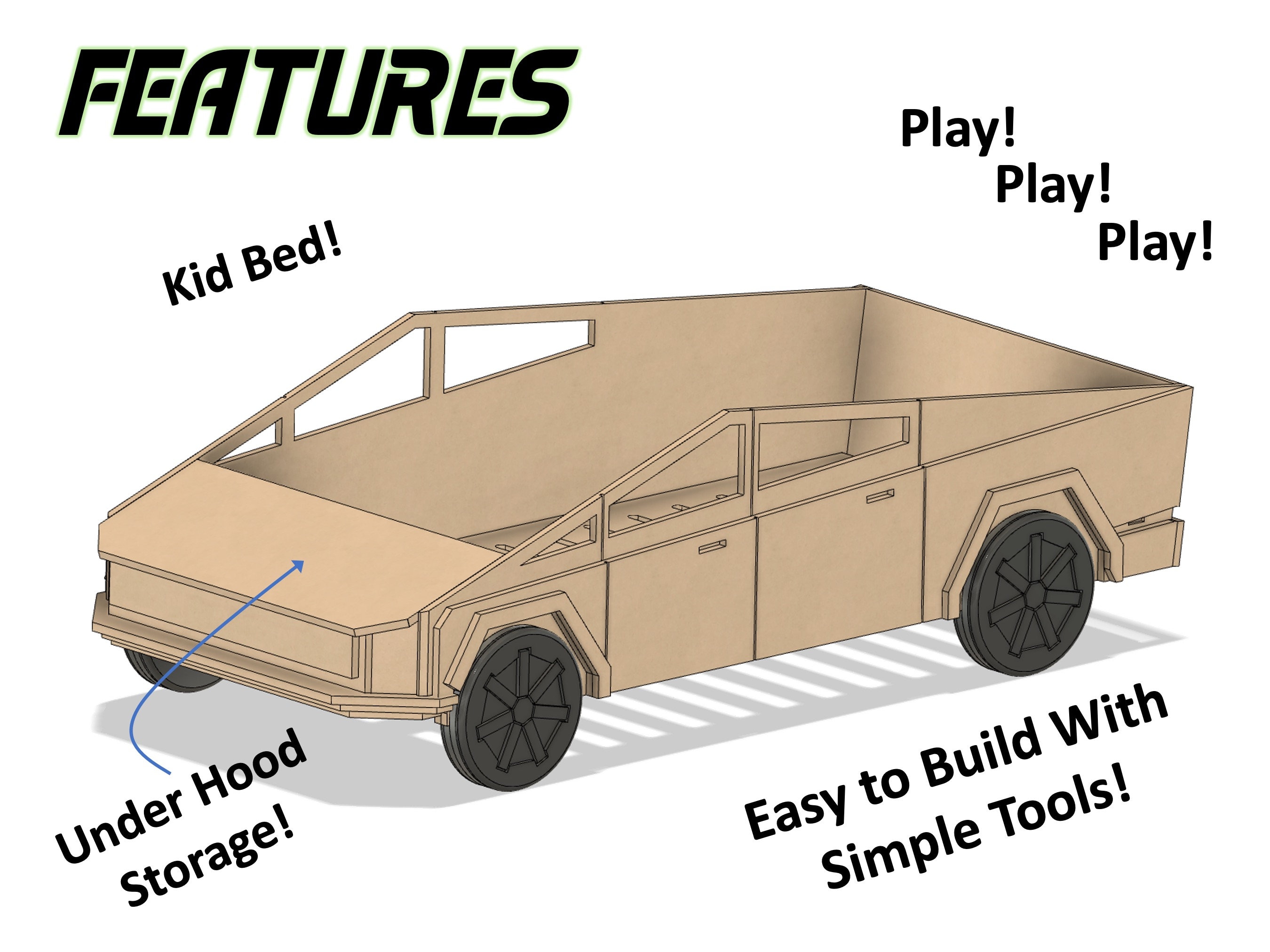 CYBERTRUCK Bed - Twin Size Plans - Etsy