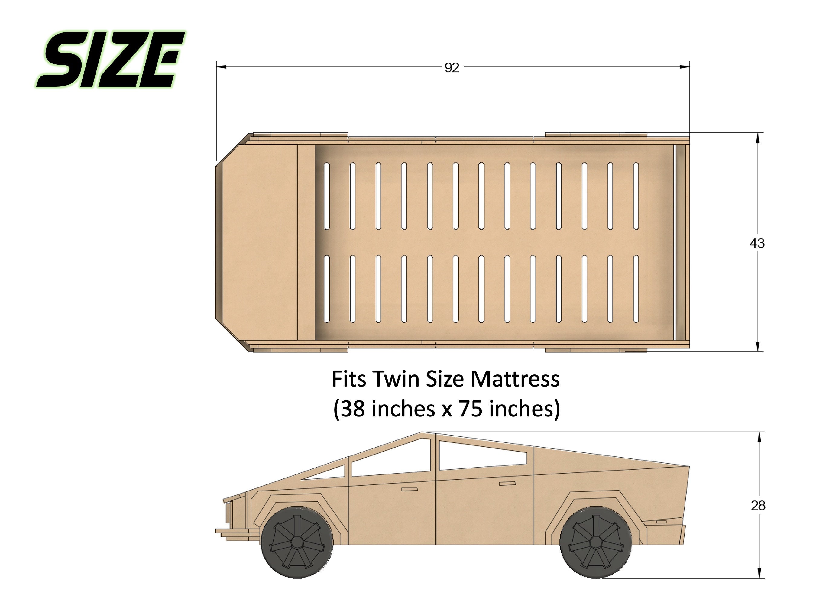 CYBERTRUCK Bed - Twin Size Plans - Etsy