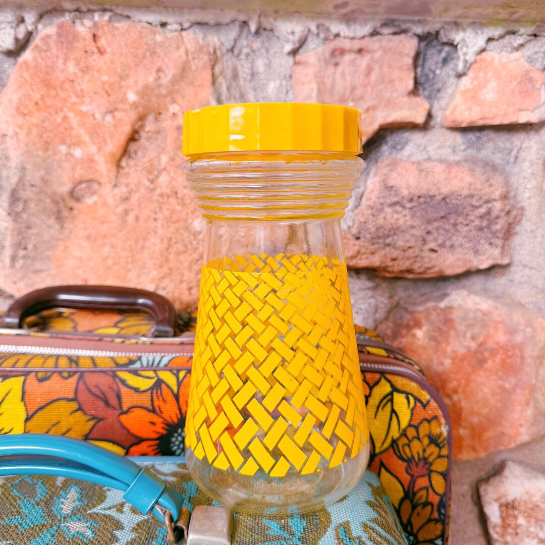 Vintage Yellow Glass Juice Jar With Lid - Etsy