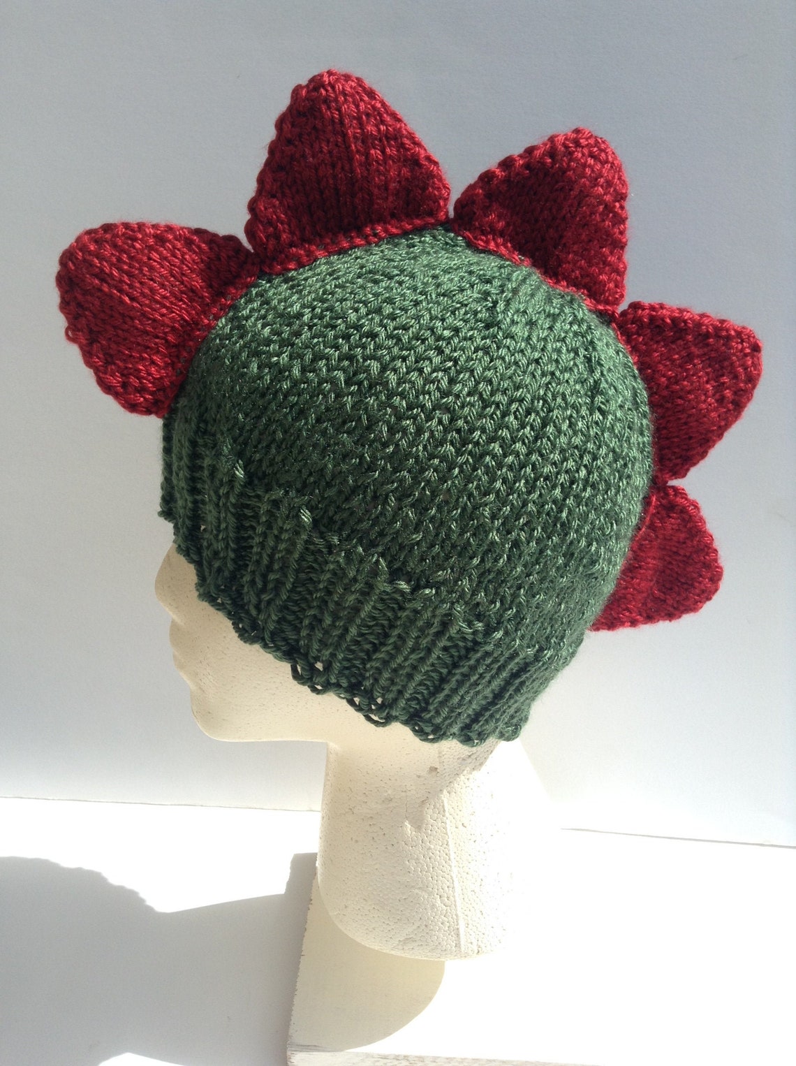 Stegosaurus Spike Beanie - Green and Red Mohawk - Etsy