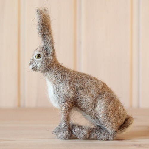 Needle Felted Hare Soft Sculpture Woodland Animals Made by - Etsy