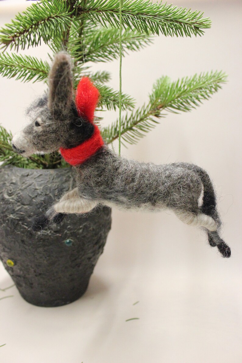 Christmas Tree Decoration-needle Felted Donkey-tree Ornament-handmade ...