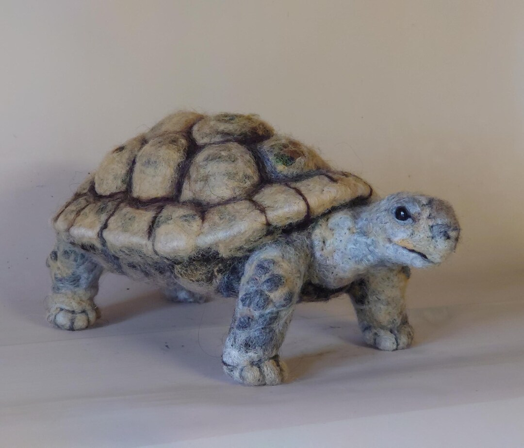 Needle Felted Turtle Figurine: Wool Animal Sculpture - Etsy