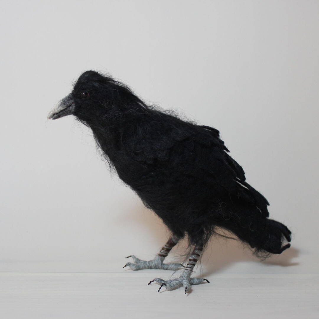 Needle Felted Crow, Black Crow Sculpture, Felt Bird Art Gift - Etsy