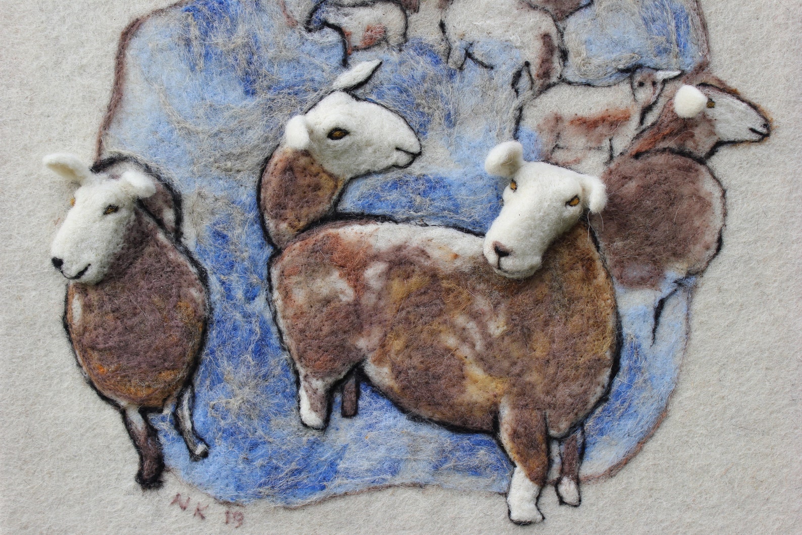 Felted Wall Hanging sheep in the Snow. Animal. - Etsy