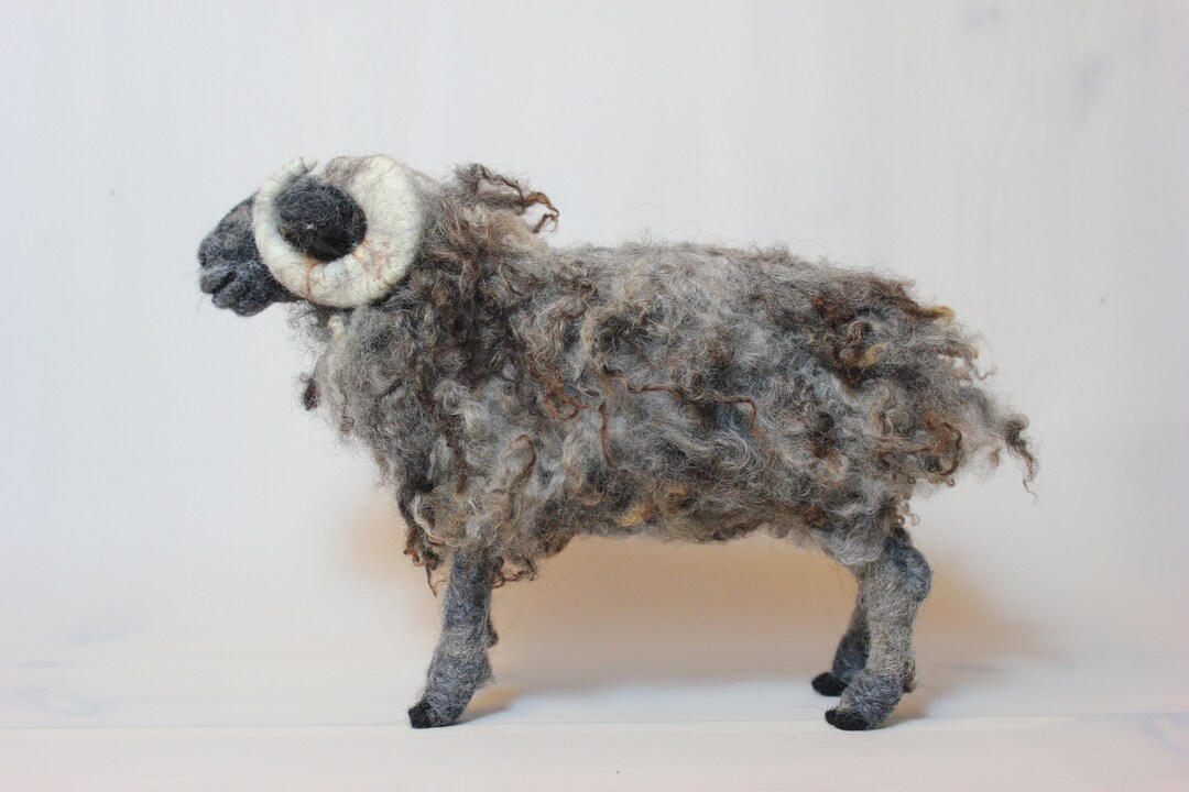 Needle Felted Ram Sculpture: Handmade Wool Art, Home Decor - Etsy