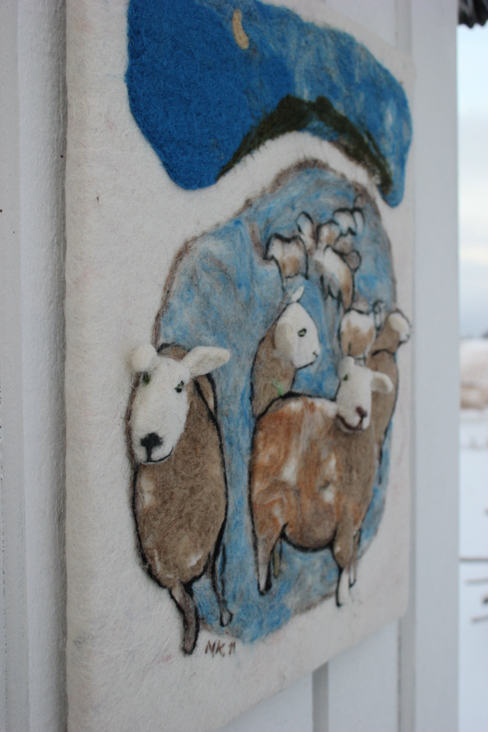 Felted Wall Hanging sheep in the Snow. Animal. - Etsy