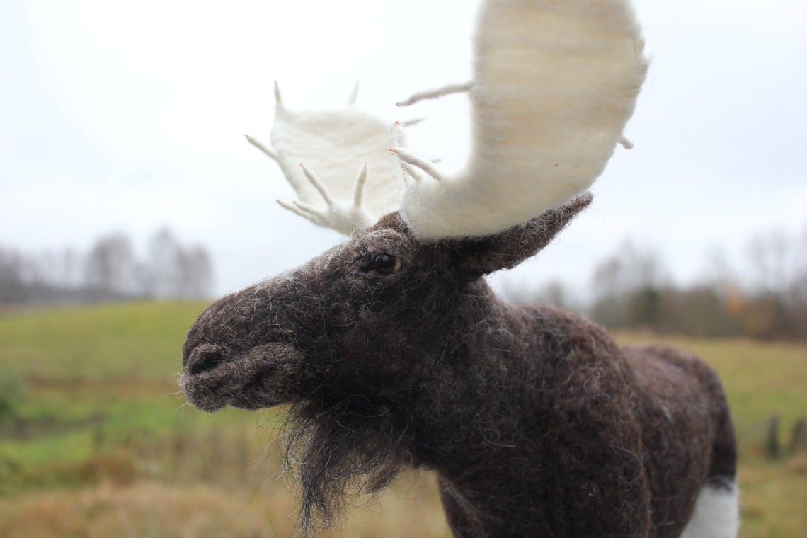 Felted moose-needle felted animal soft sculpture-fiber arts | Etsy