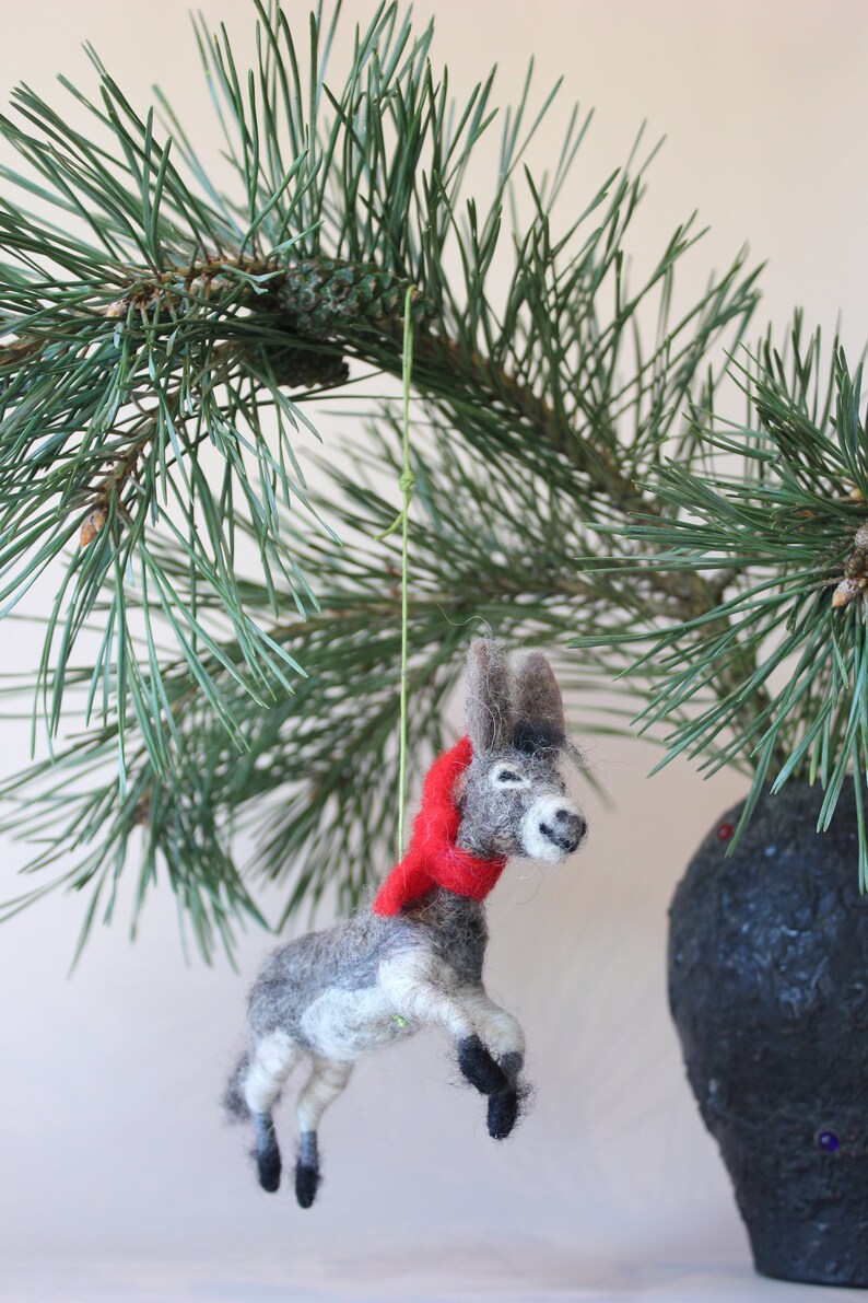 Christmas Tree Decoration-needle Felted Donkey-tree Ornament-handmade ...