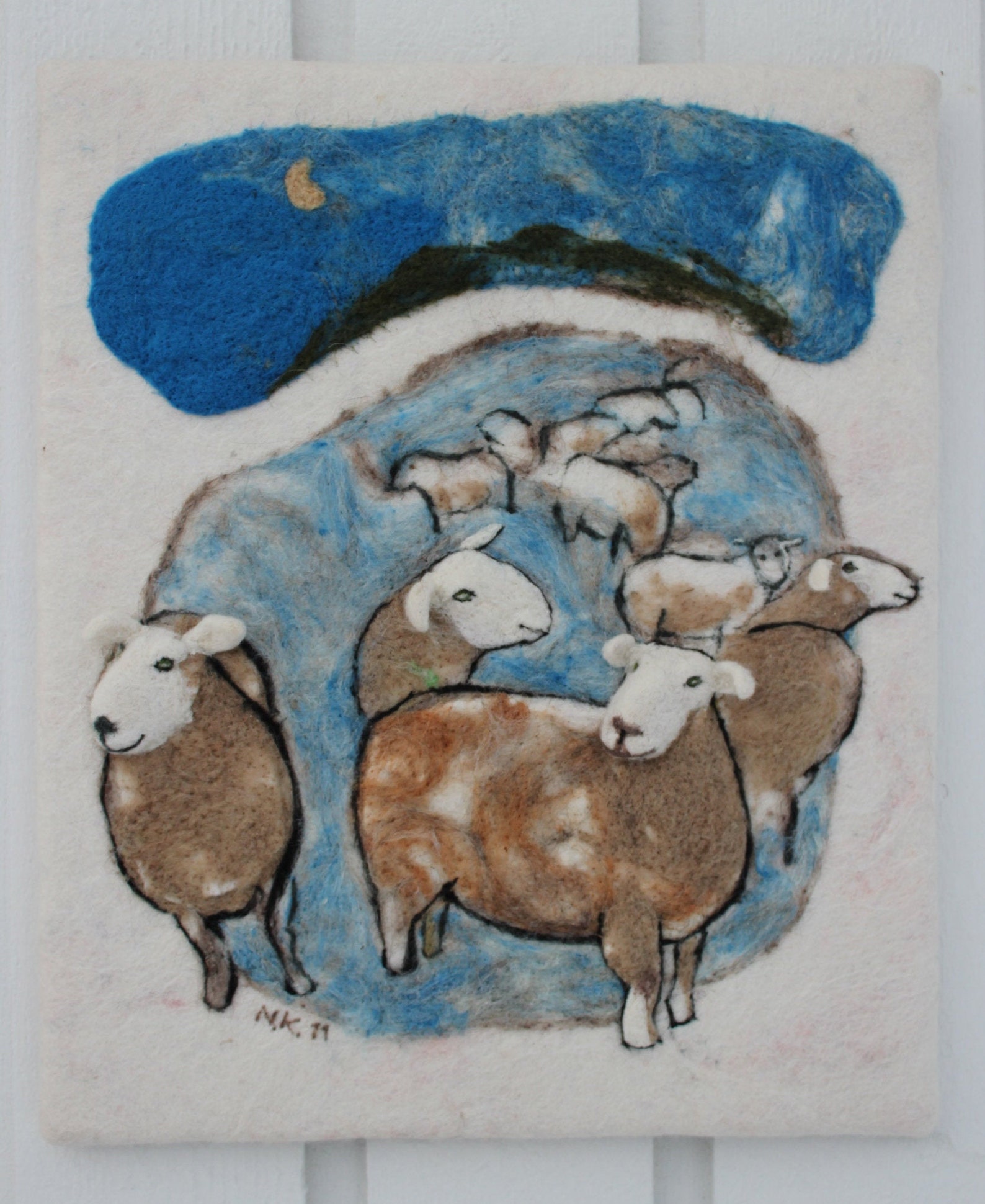 Felted Wall Hanging sheep in the Snow. Animal. - Etsy