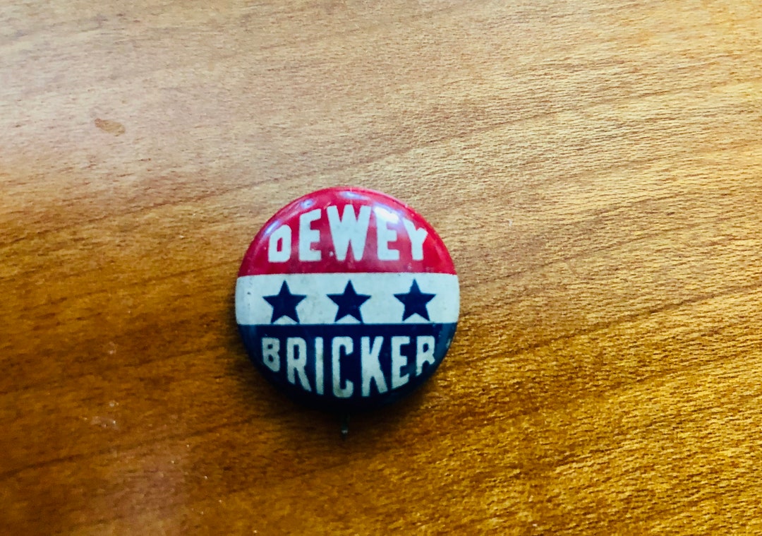 Vintage 1944 Thomas Dewey Campaign Button/ "dewey Bricker"/ 1944 ...