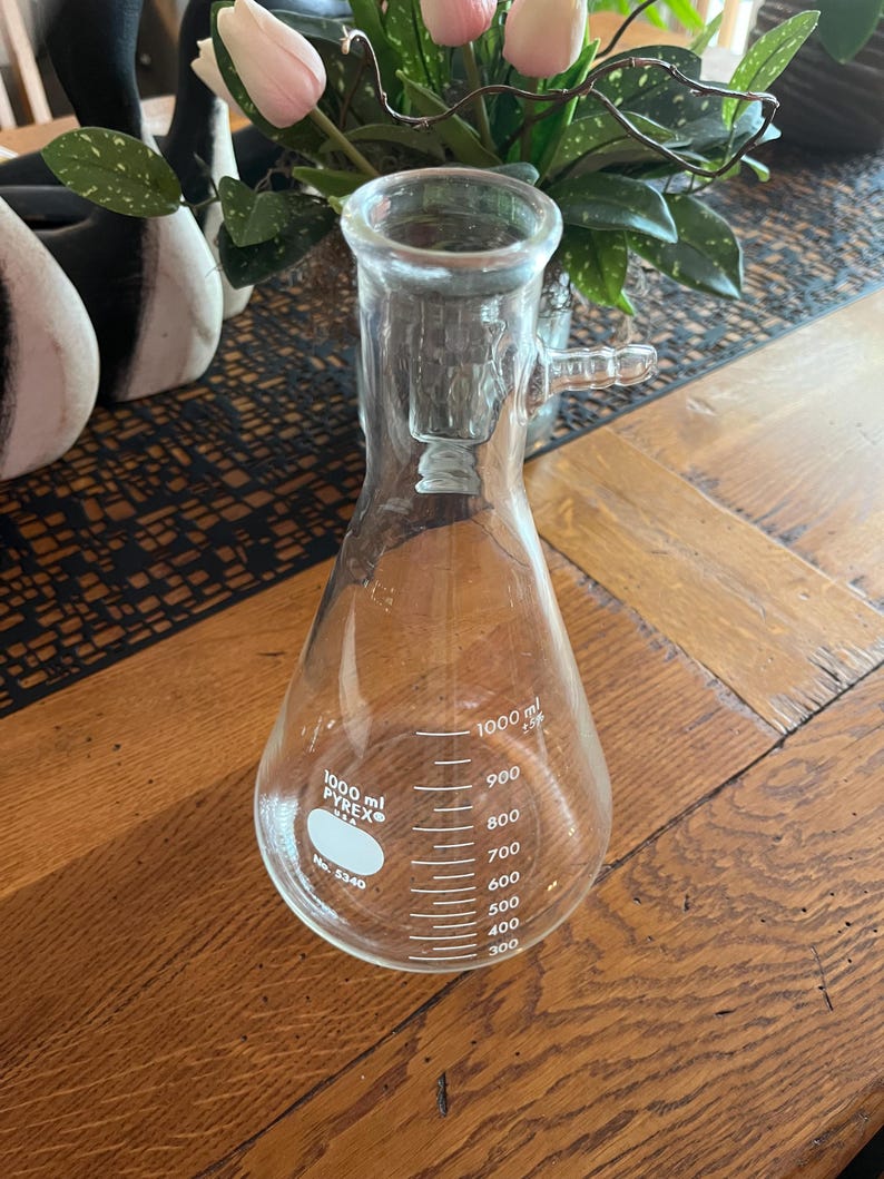Vintage Pyrex 1000 Ml Filtering Flask/ Vintage 1000 Ml Pyrex Laboratory ...