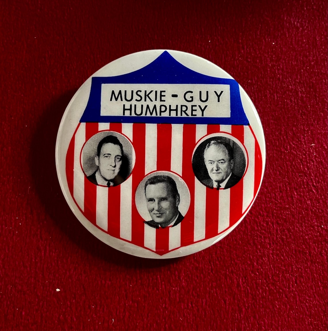 Vintage 1968 Hubert Humphrey Campaign Button/ Large 2.25 -inch Pin-back ...