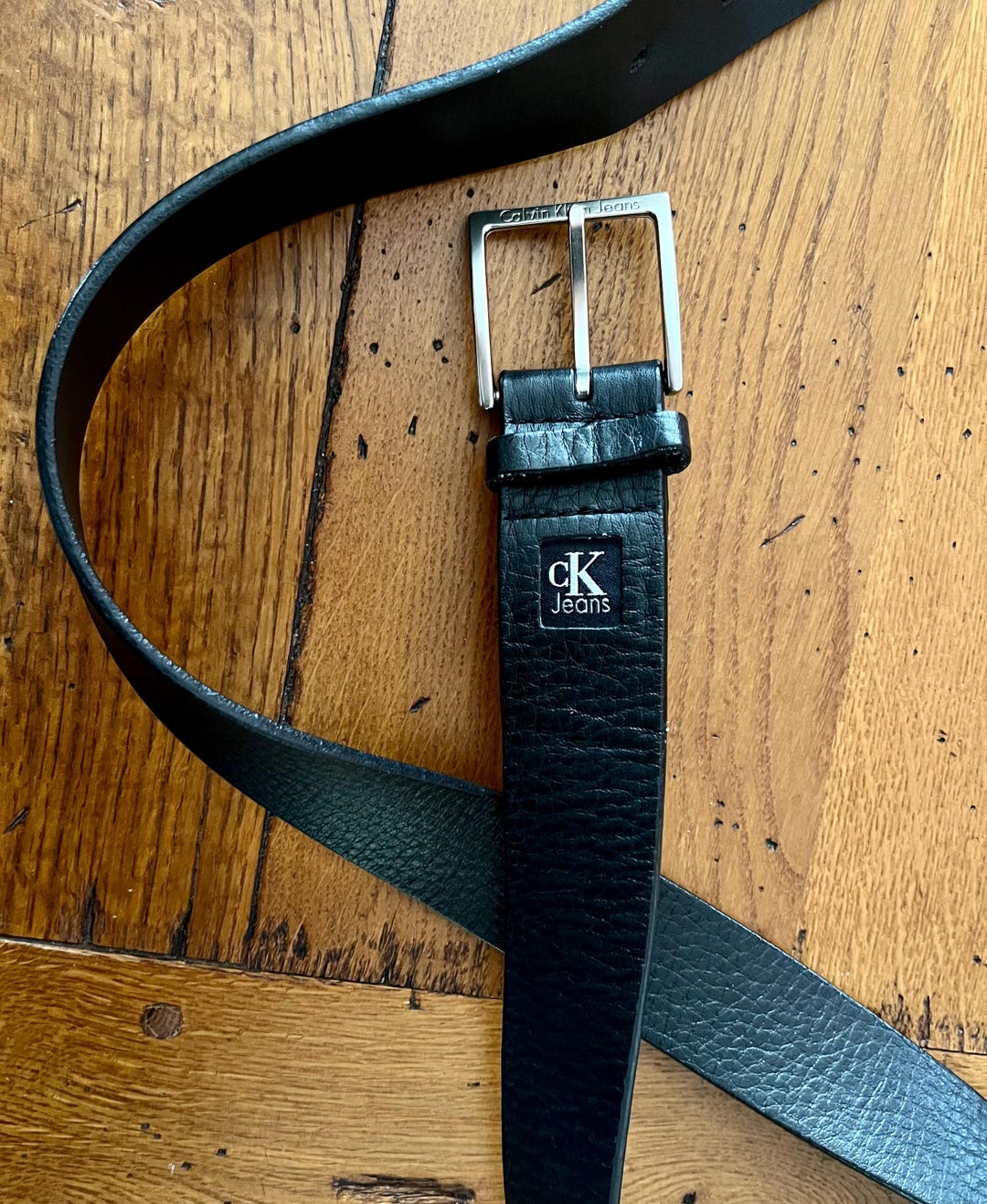 Vintage Mens Authentic CK Calvin Klein Jeans Black Leather Belt/ Mens ...