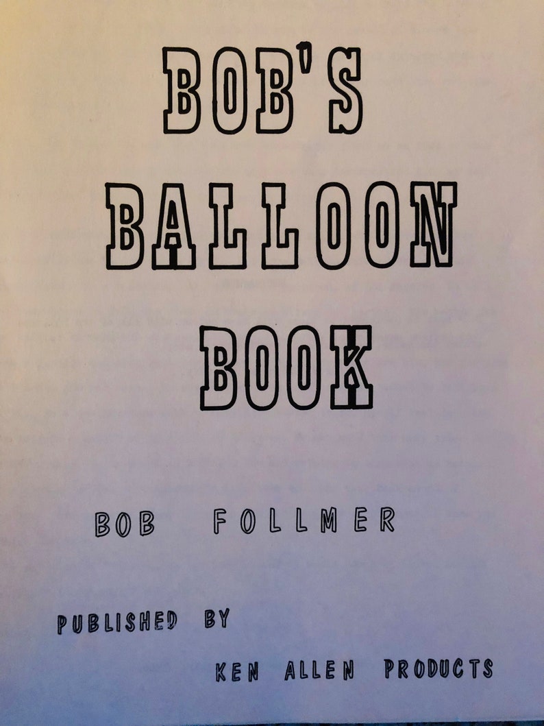 Vintage Magic Book: Bob's Balloon Book/ by Bob Follmer/ | Etsy