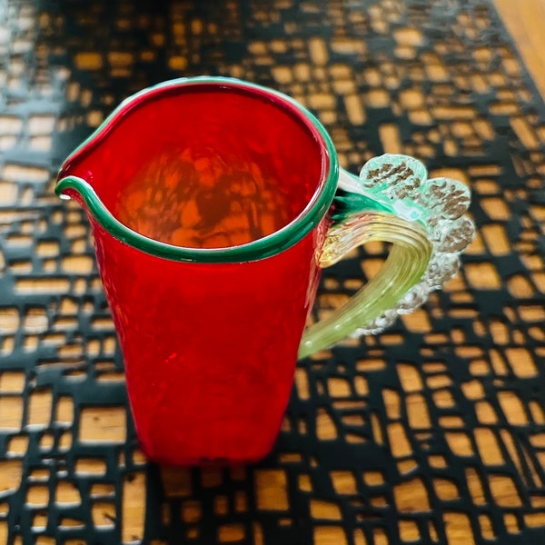 Red Glass Pitcher - Etsy