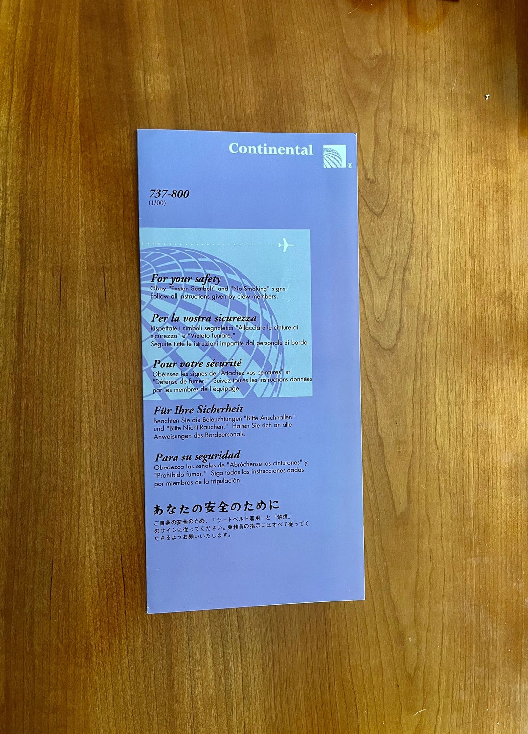 Vintage Airlines Safety Card/ 737-800 Safety Card/ Vintage Continental ...