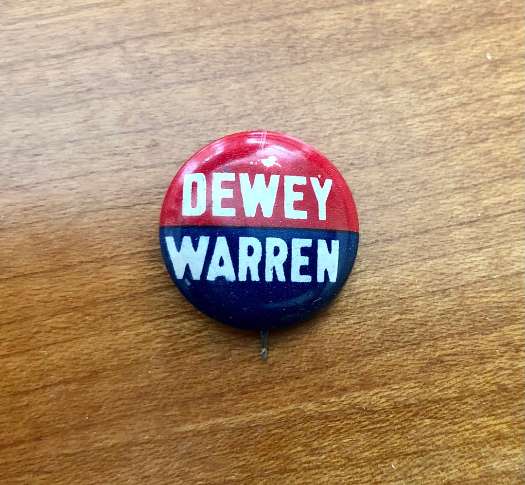 Vintage 1948 Thomas Dewey Campaign Button/ "dewey Warren"/ 1948 ...