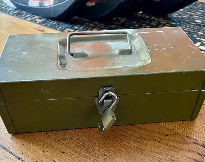 Vintage Army Green Metal Box With Latch and Lock & Key/ 1940s Army ...
