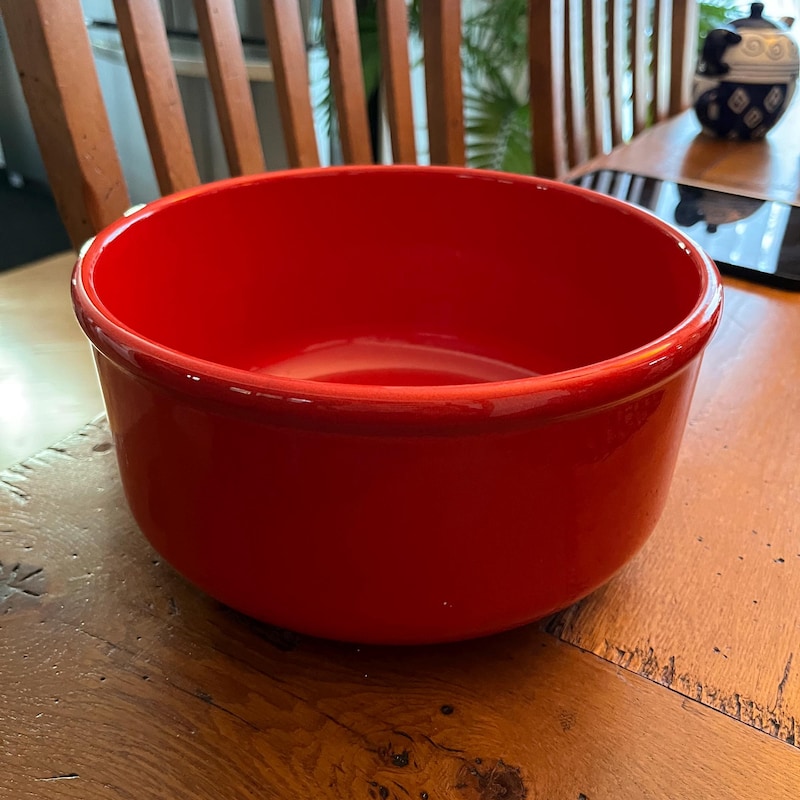 Large Red Vintage Bowl - Etsy