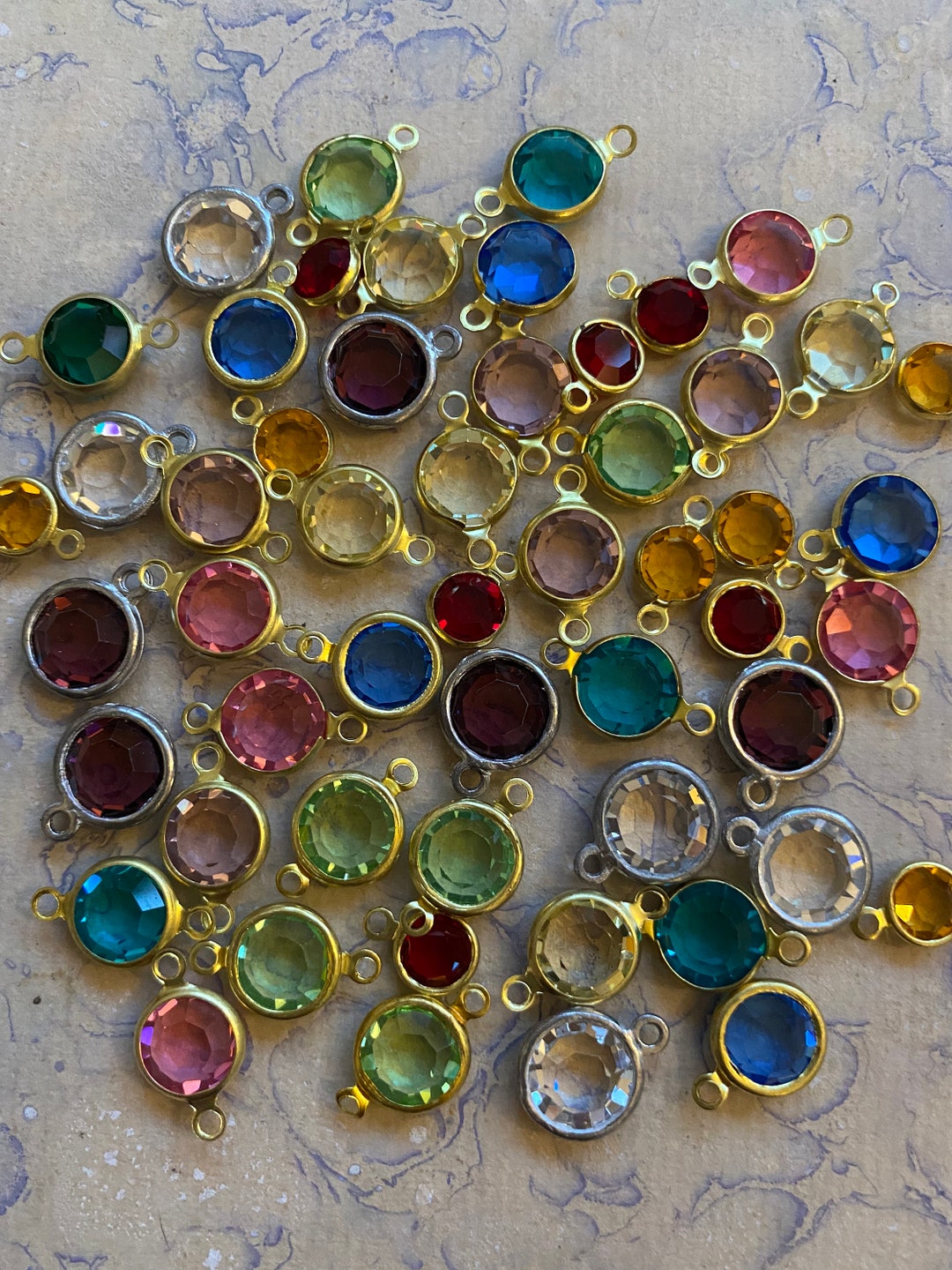 Lot of 50 Genuine Vintage Coloured Crystals With Connectors for ...