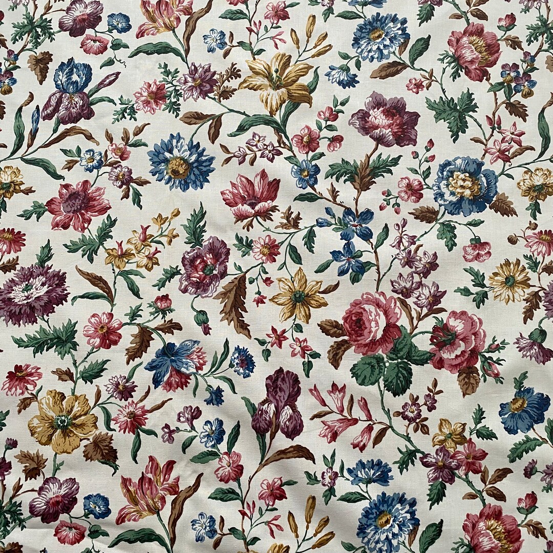 Pretty Unused Vintage 50's Sanderson Floral Cotton Fabric - by the ...