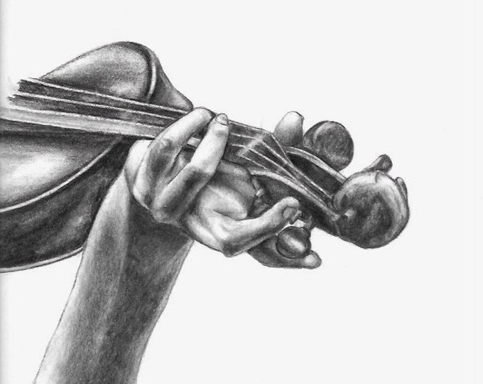 Original Violin Pencil Drawing, Graphite Pencil Violin Sketch, Hand ...