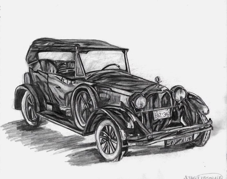 Classic Car Fine Art Print | Vintage Car Drawing Print | Car Collector ...