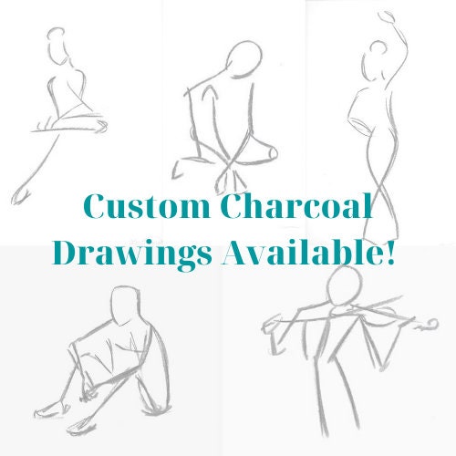 Original Drawing Female Figure Art Minimal Quick Charcoal Sketch ...