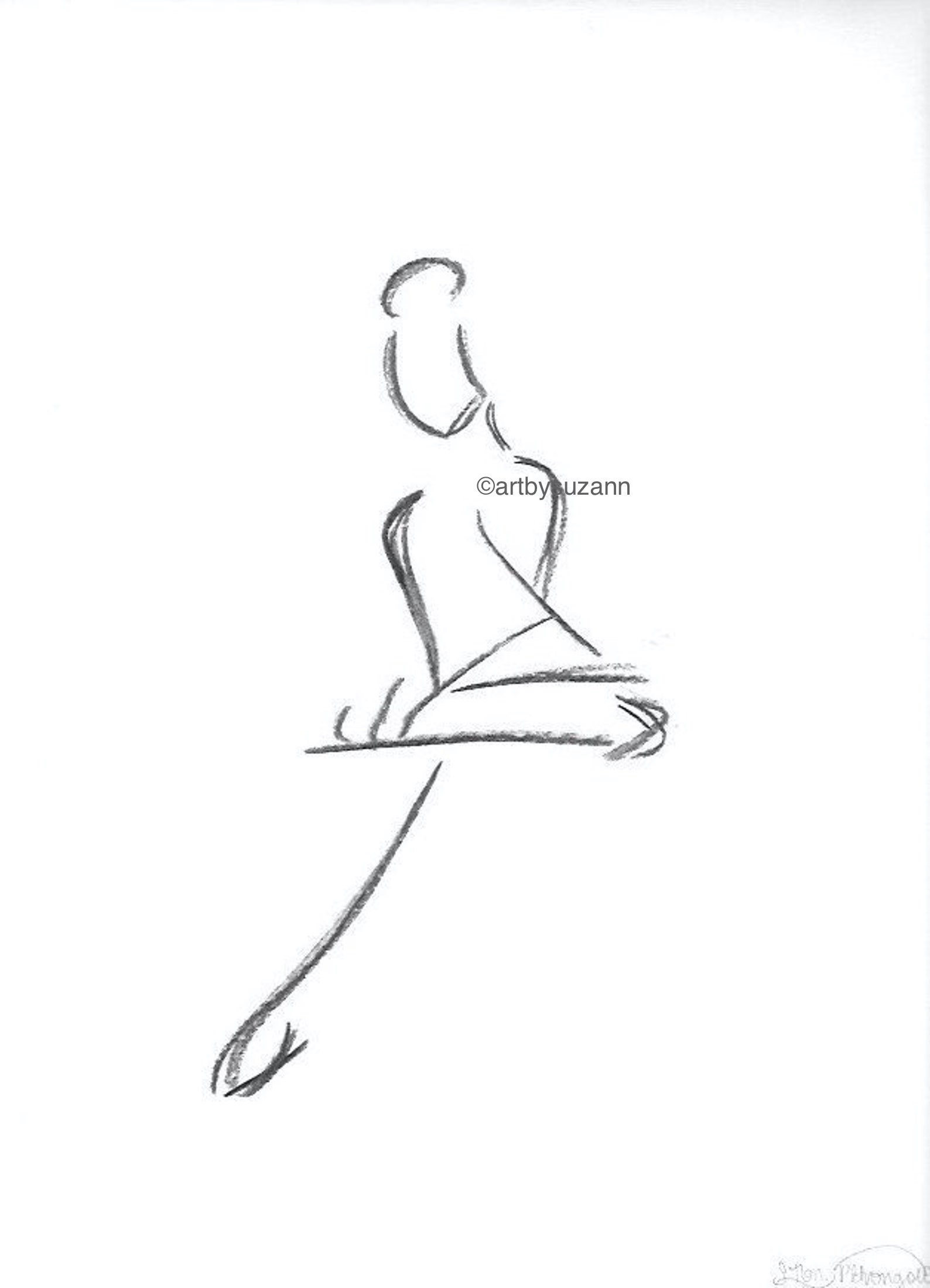 Original Sitting Dancer Charcoal Sketch | Original Figure Drawing ...