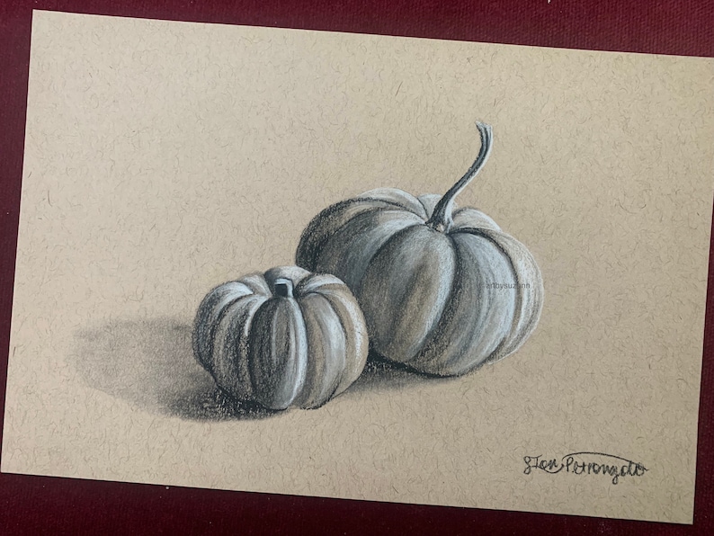 Original Drawing Pumpkins | Small Pumpkins Art | Cottagecore Art ...