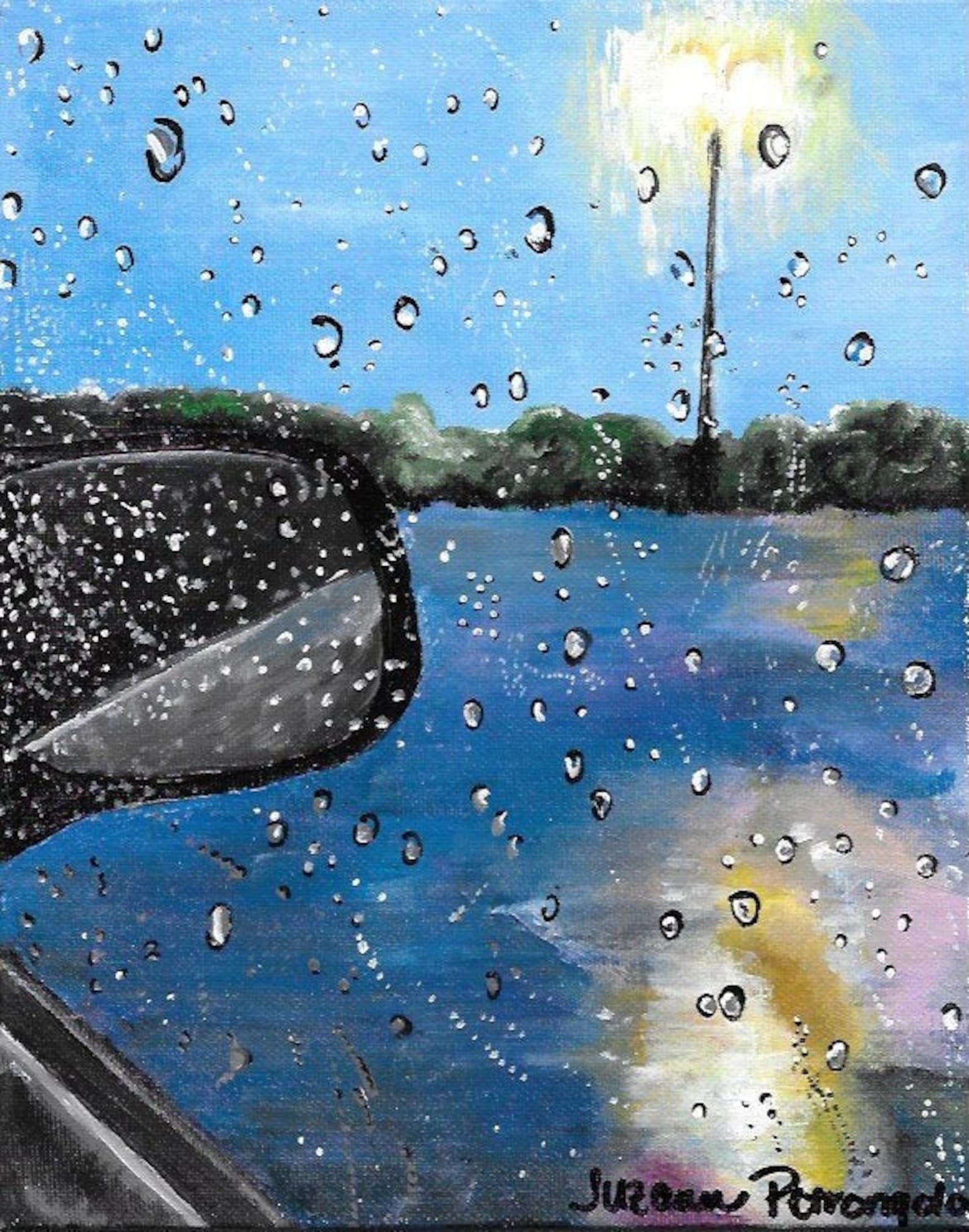 Pintura original Gotas de lluvia Bellas artes Acrílico sobre lienzo ...