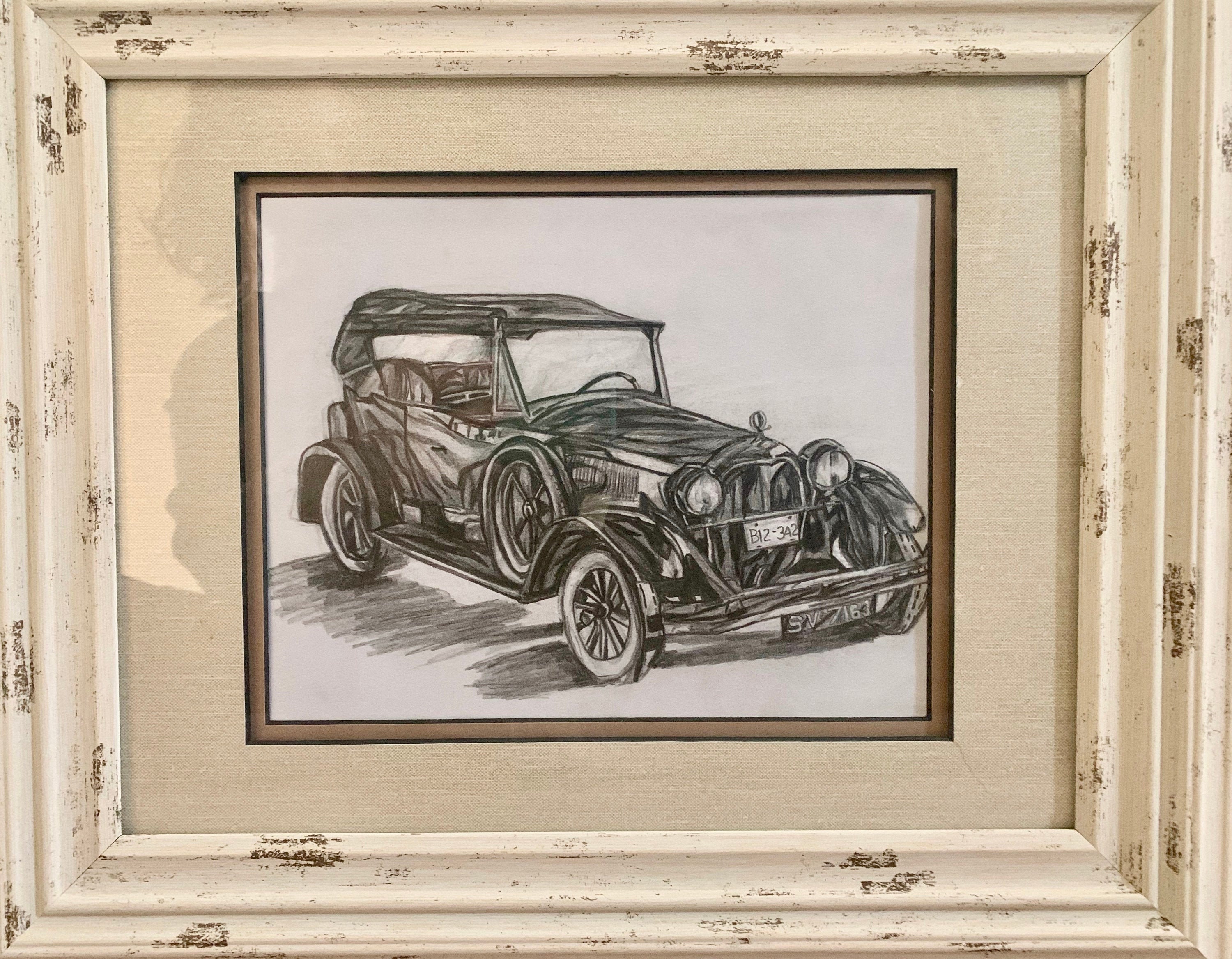 Classic Car Fine Art Print | Vintage Car Drawing Print | Car Collector ...