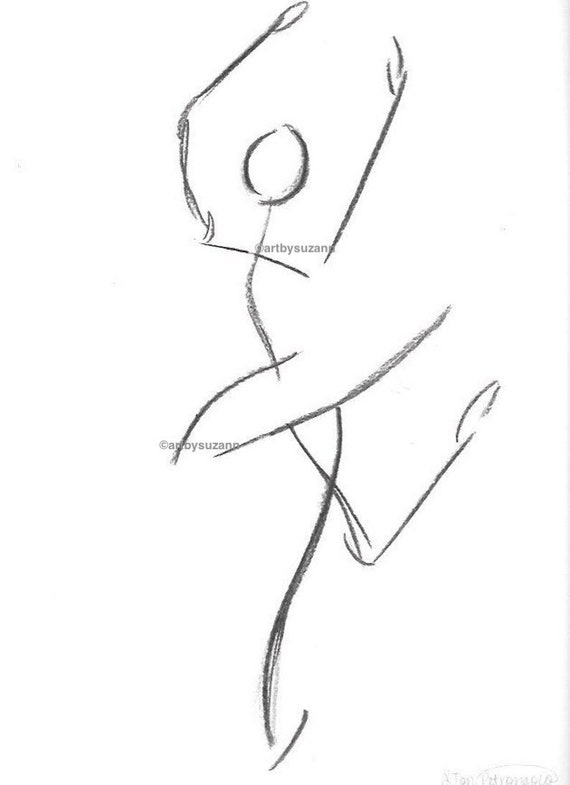 Jumping Dancer Original Drawing Ballet Charcoal Sketch - Etsy