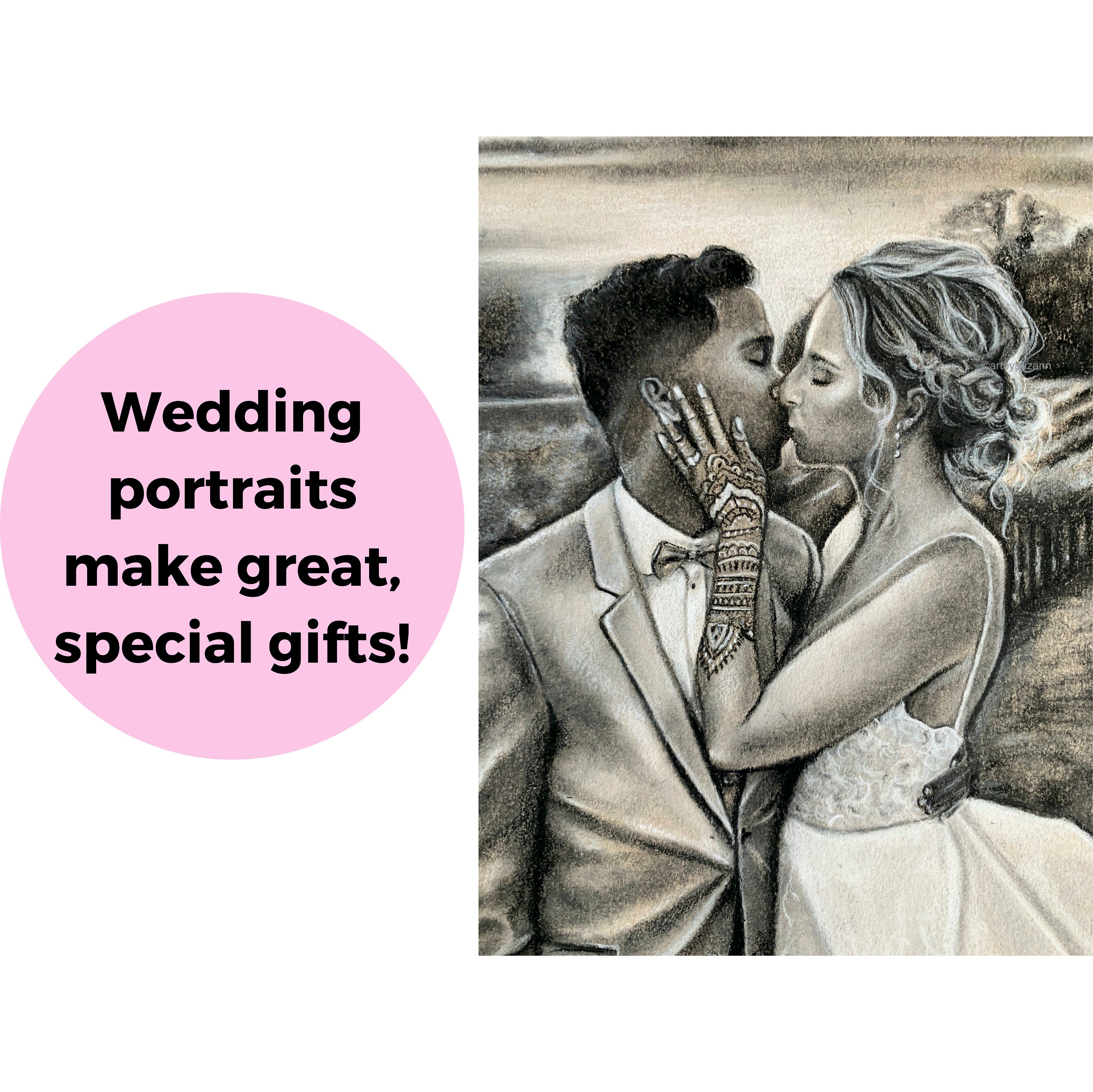 Original Drawing Wedding Gift Custom Art Wedding Portrait Anniversary ...