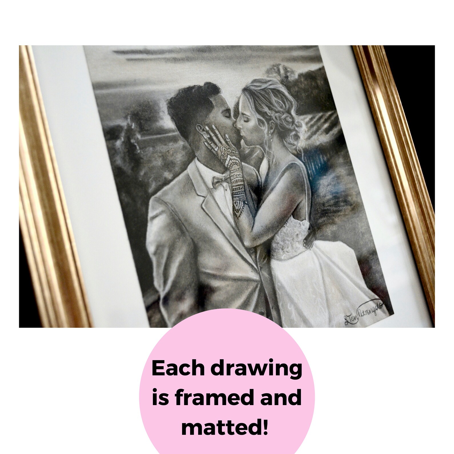 Original Drawing Wedding Gift Custom Art Wedding Portrait Anniversary ...