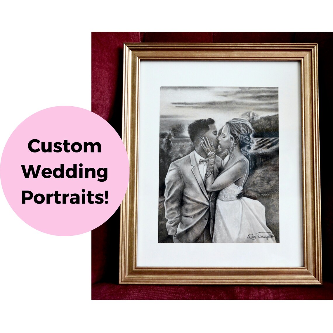 Original Drawing Wedding Gift Custom Art Wedding Portrait - Etsy