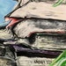 Book Pile Art Print | Vintage Books Painting | Book Lover Art | Library ...