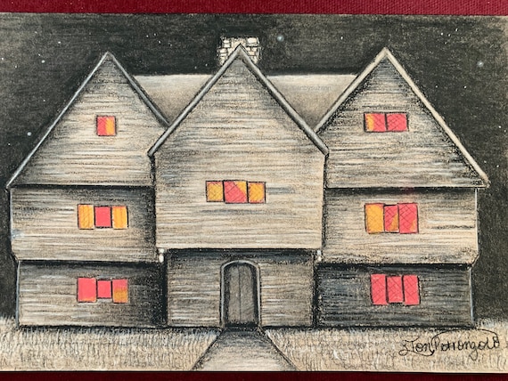 Original Salem Witch House Drawing Haunted House Drawing - Etsy