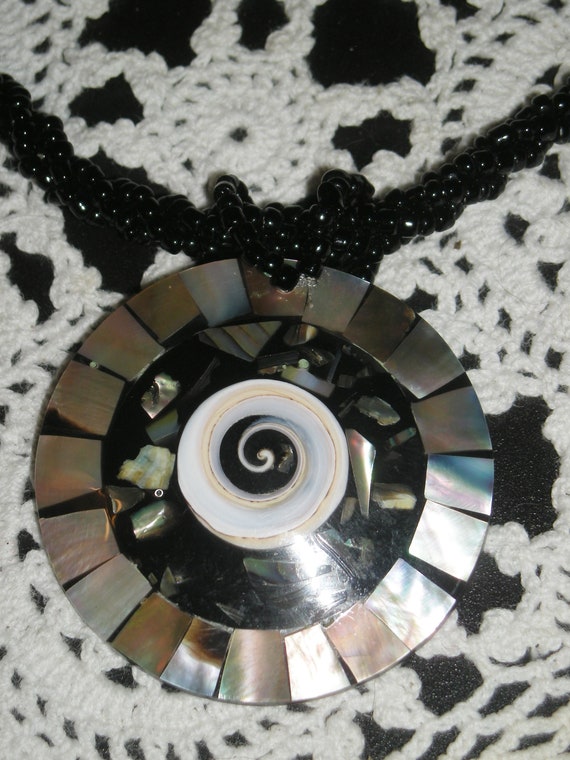 Vintage Handcrafted Abalone MOP 2" Shiva Eye Pendant … - Gem