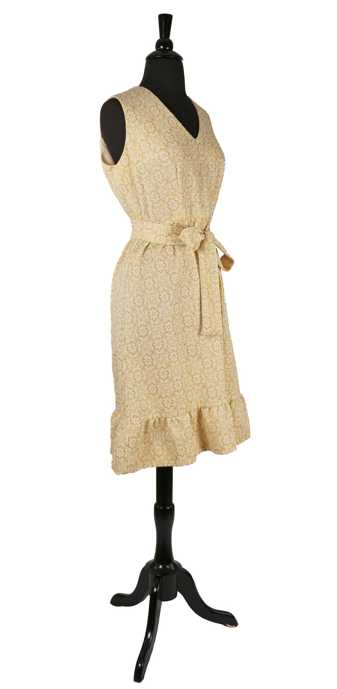 Vintage 1960's MOD Gold Metallic Embroidered Dress by | Etsy