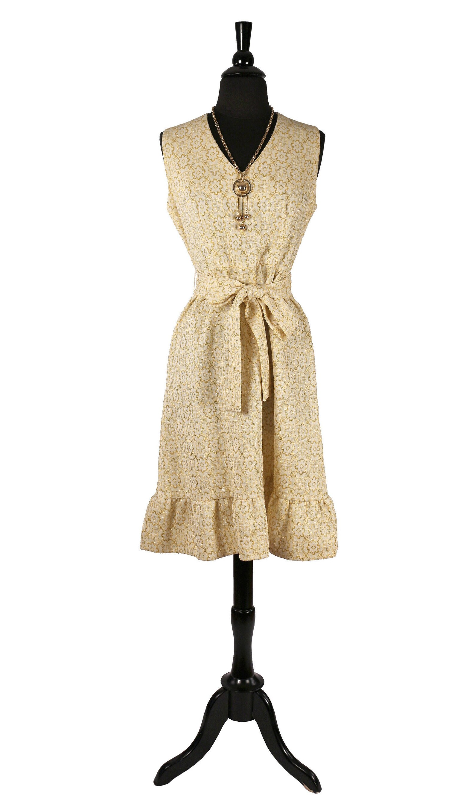 Vintage 1960's MOD Gold Metallic Embroidered Dress by | Etsy