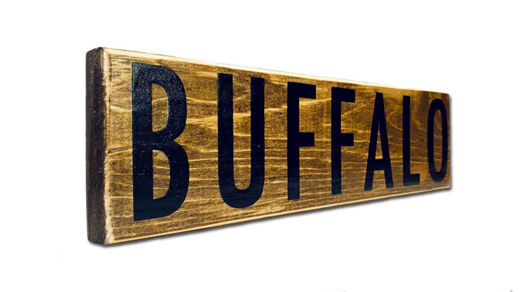 Buffalo (stained) Rustic Wooden Sign - Etsy