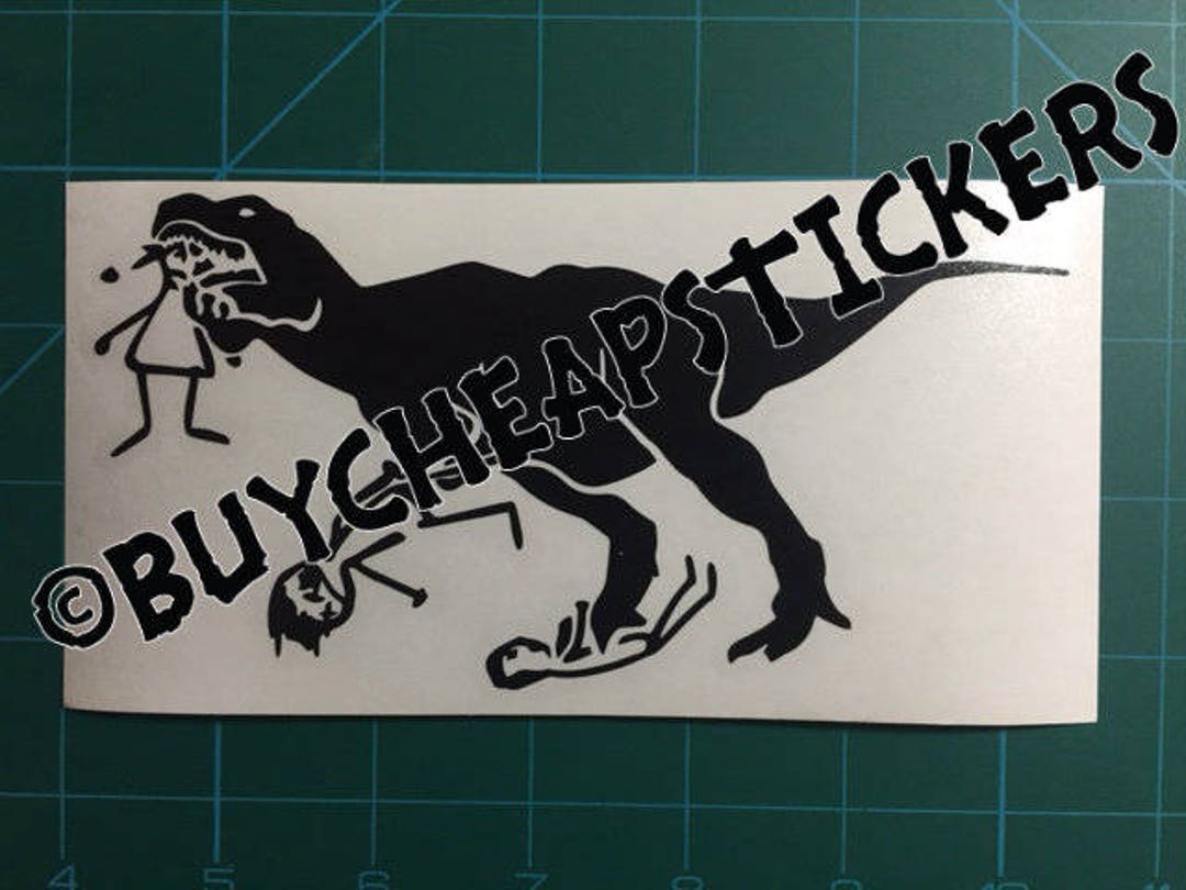 T-rex Eating Stick Family Decal 4x6 - Etsy