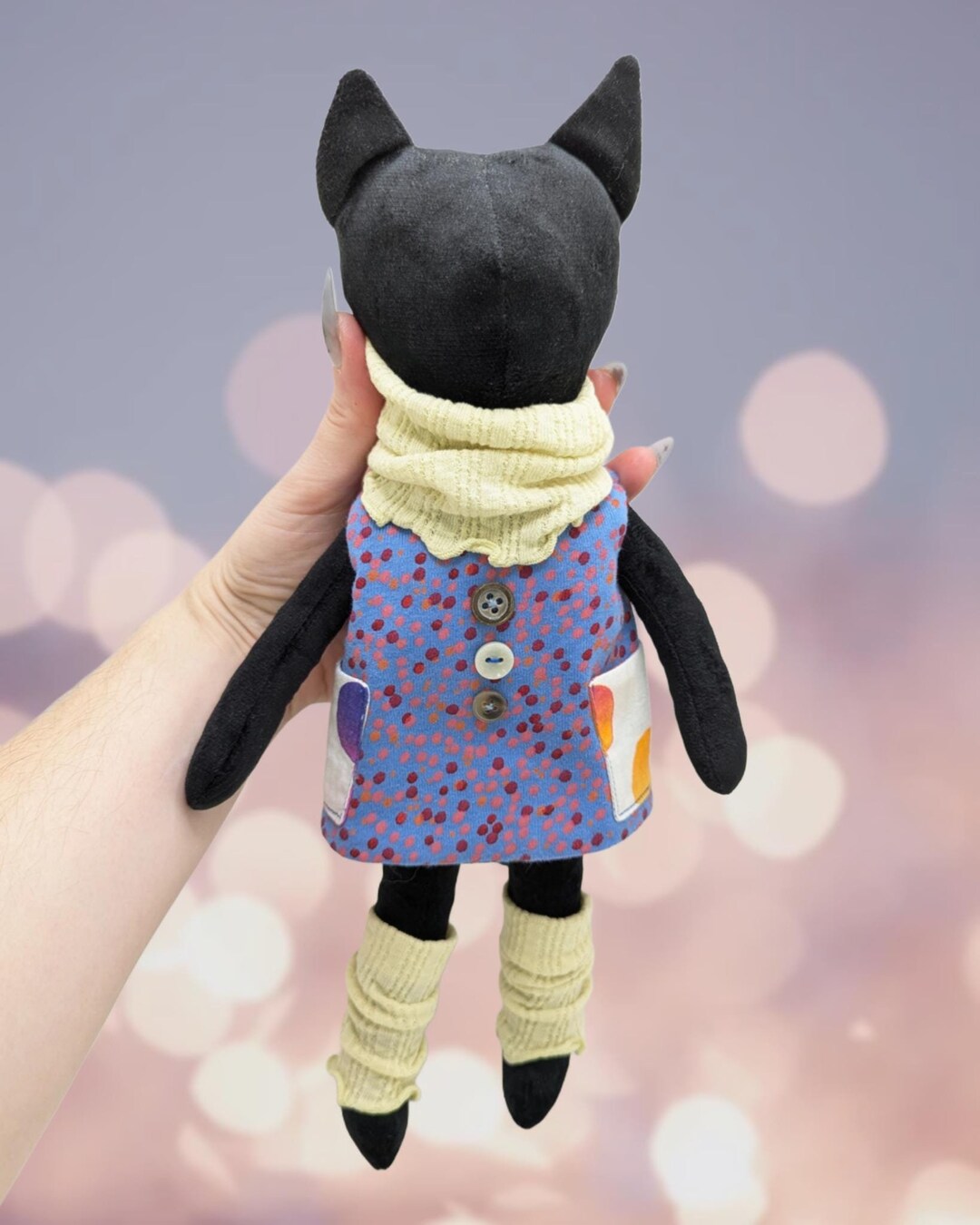 Recycled Black Velvet Ragdoll Cat Plush Stuffed Animal - Etsy