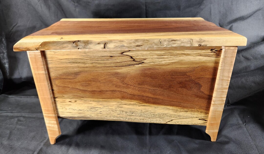 WALNUT LIVE EDGE Jewelry Box, Unique Style, Walnut and Maple. Two ...